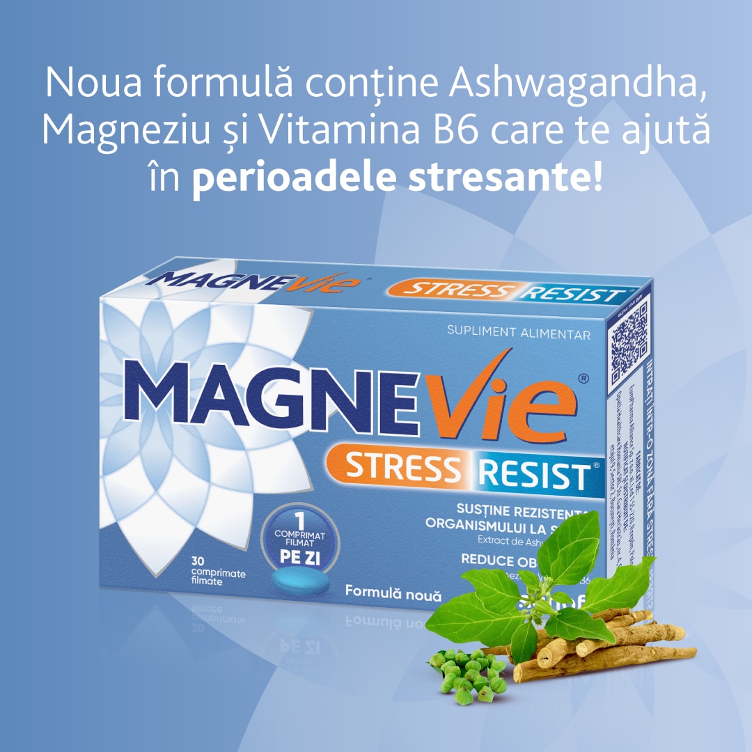 MagneVie Stress Resist cu Ashwaghanda 80mg + 60 mg magneziu + 1.4mg ...