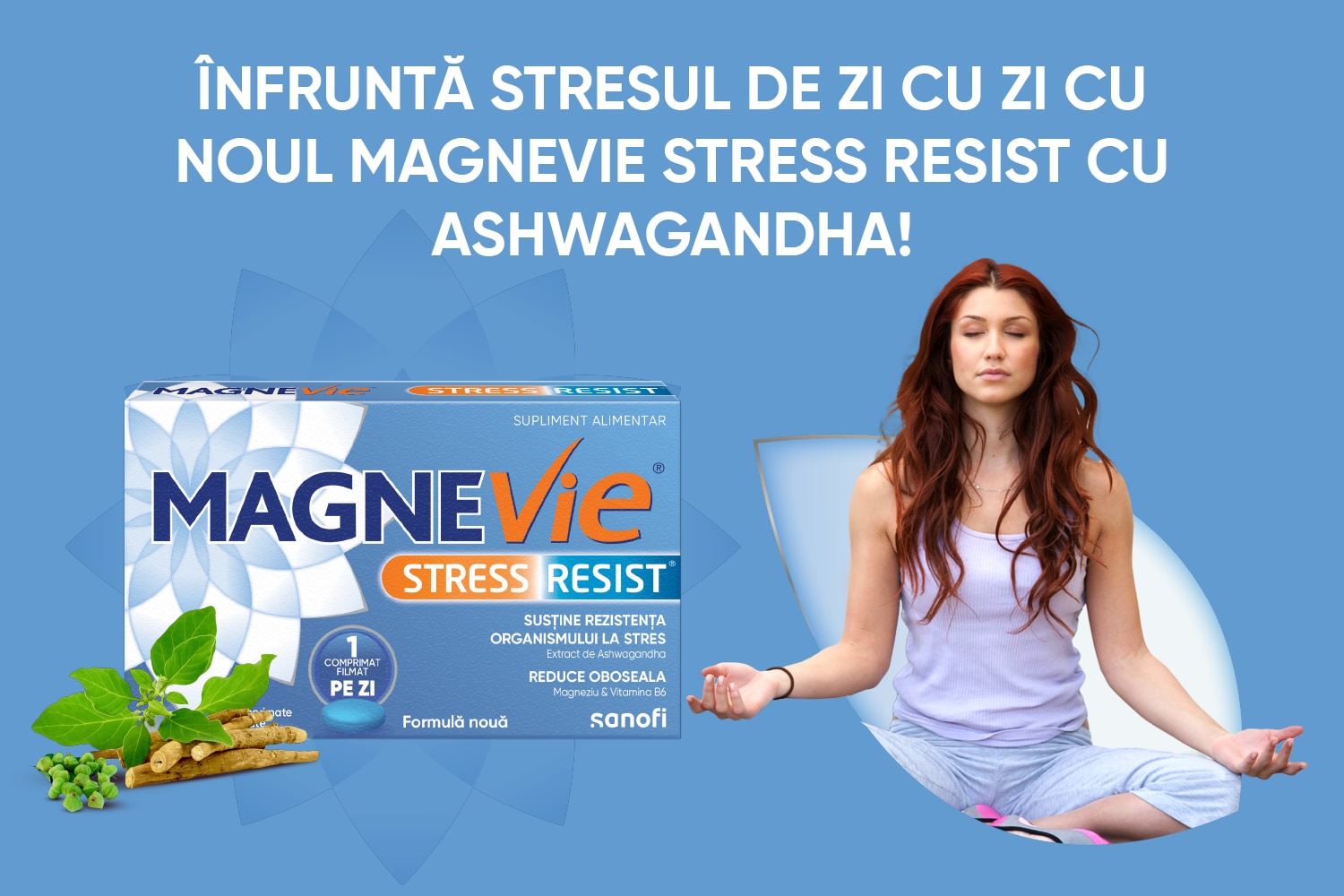 MagneVie Stress Resist cu Ashwaghanda 80mg + 60 mg magneziu + 1.4mg ...