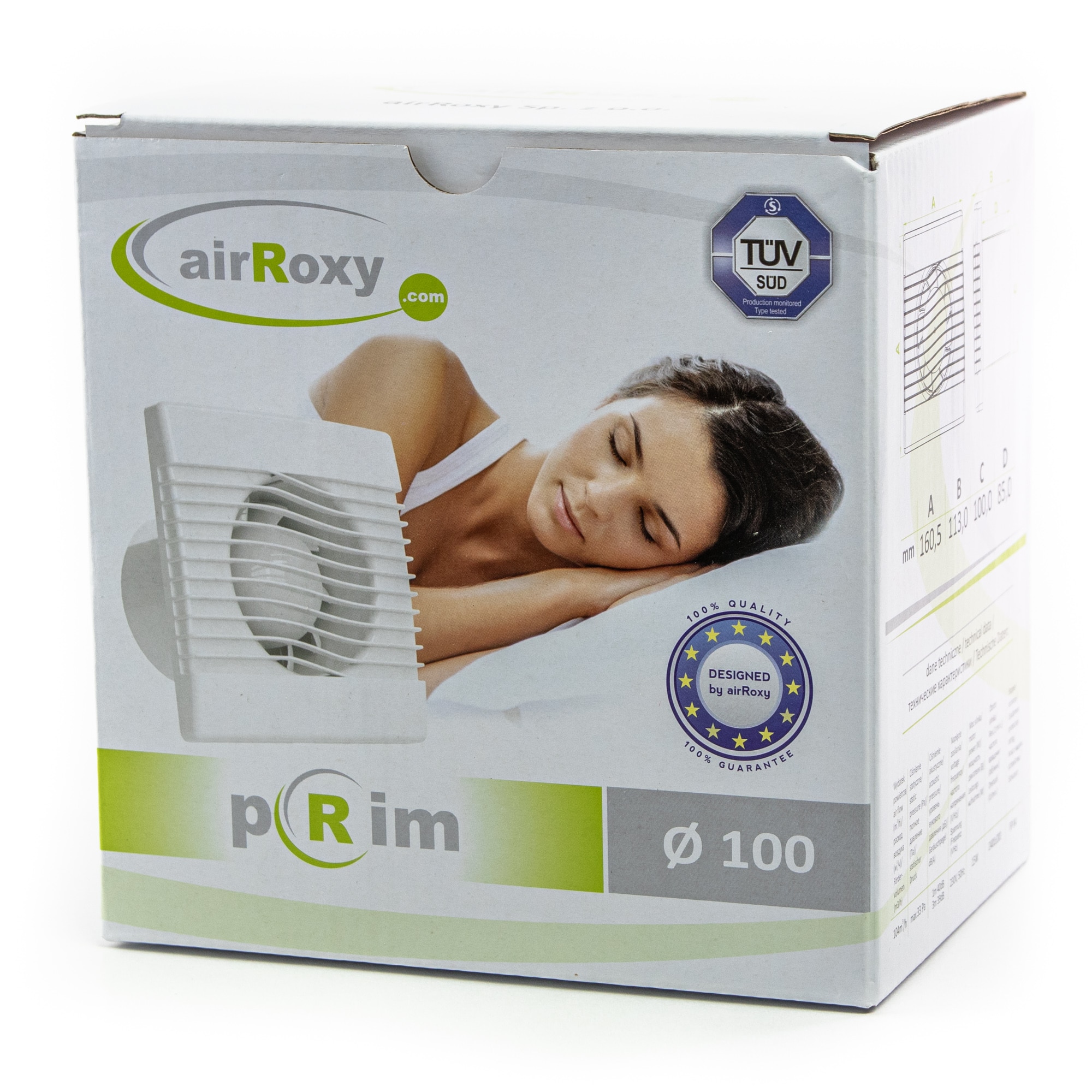 Ventilator baie AIRROXY, model pRim Ø 150 S, Debit 257 mc/h, Alb - eMAG.ro