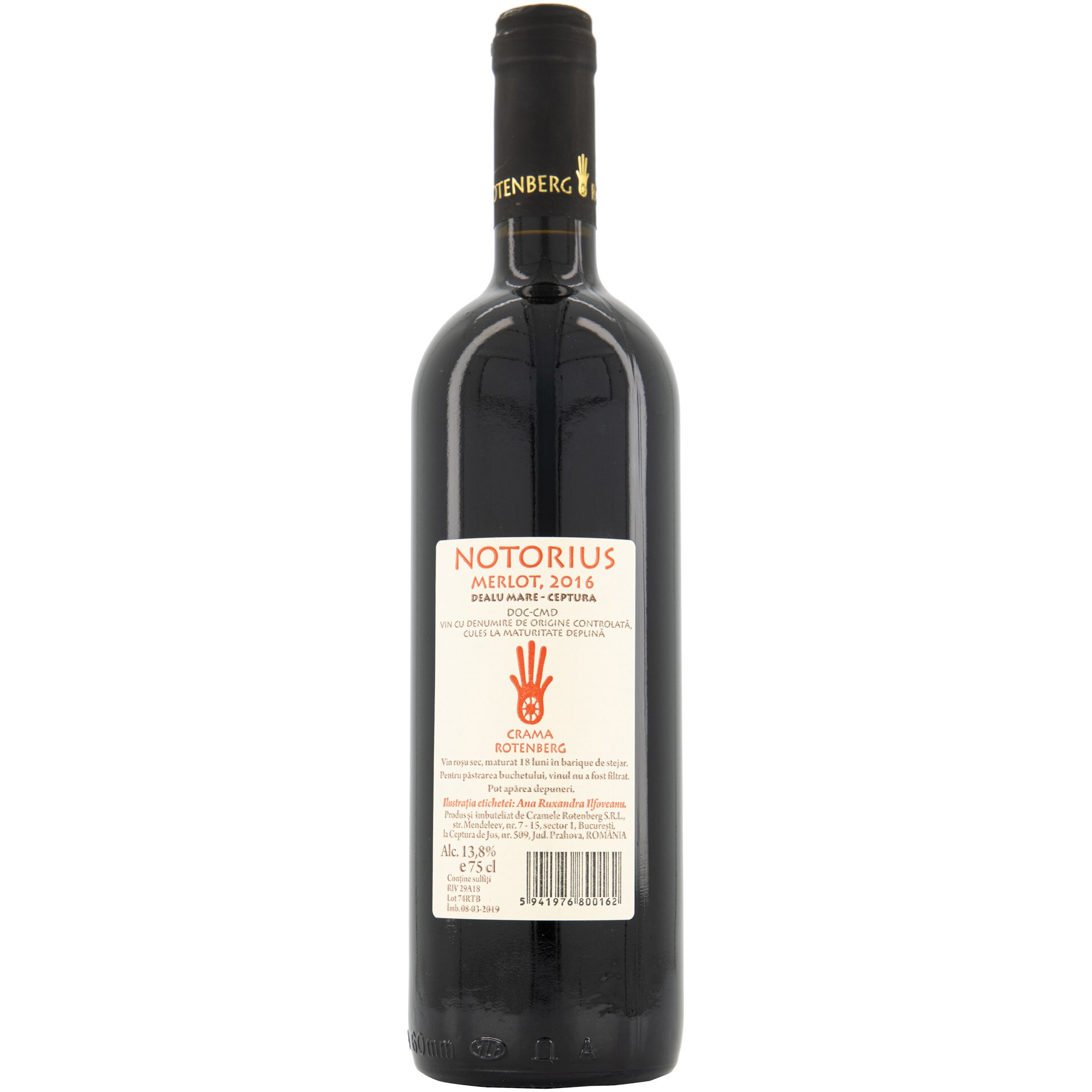 Vin Rosu Rotenberg Notorius, Merlot Sec, 0.75l - eMAG.ro