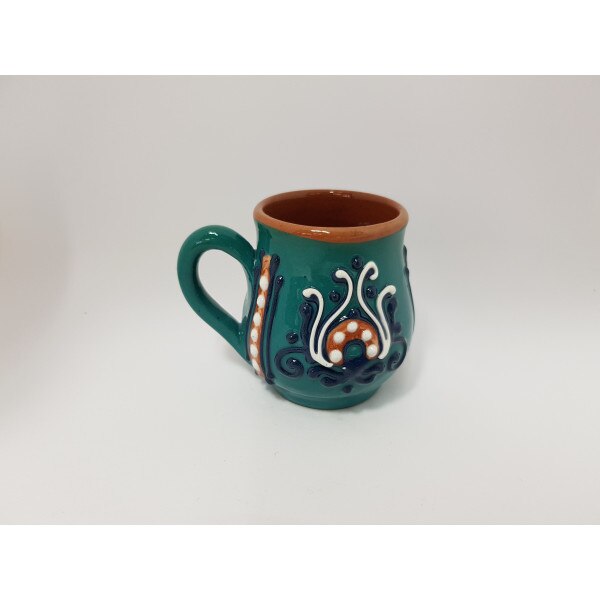 Pahar tuica, lucrat la roata olarului si pictat manual,Ceramica Bledea ...