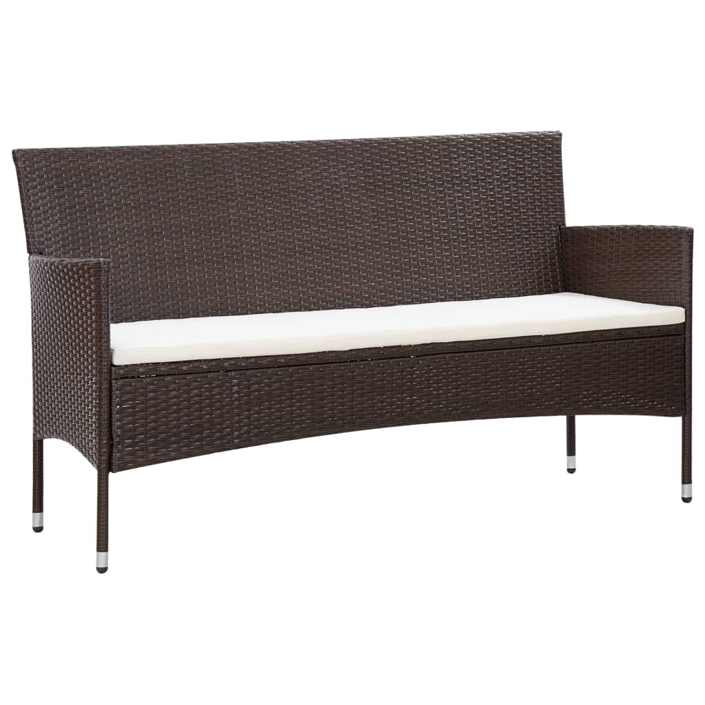 Set mobila gradina cu 4 piese vidaXL, Ratan, 155 x 58 x 81 cm Maro ...