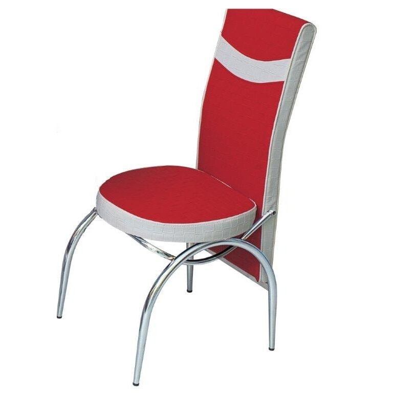 Set 4 scaune pentru living si bucatarie, din metal cromat si piele ...