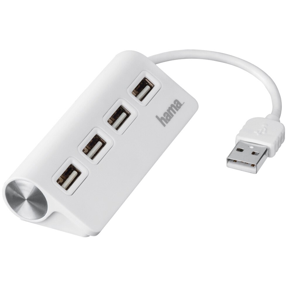 Hub Hama cu 4 porturi USB 2. 0, auto-alimentat, alb - eMAG.ro