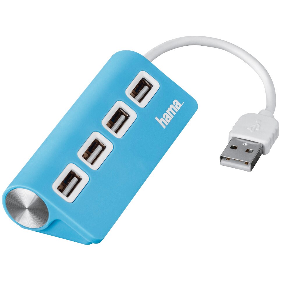 Hama 12179 USB 2.0 Hub, 4 x USB, Kék - eMAG.hu