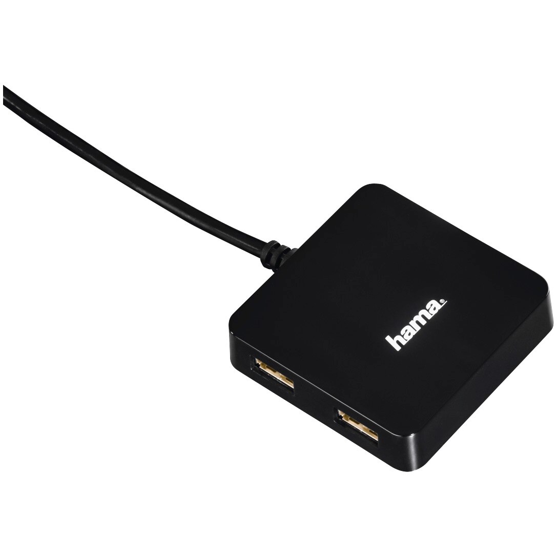 Hub Hama cu 4 porturi USB 2. 0, auto-alimentat, negru - eMAG.ro