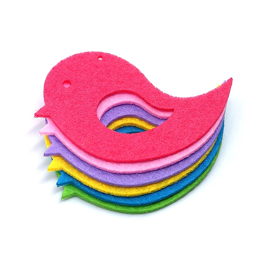 Set 6 figurine din fetru - pasari colorate, 6 cm - eMAG.ro