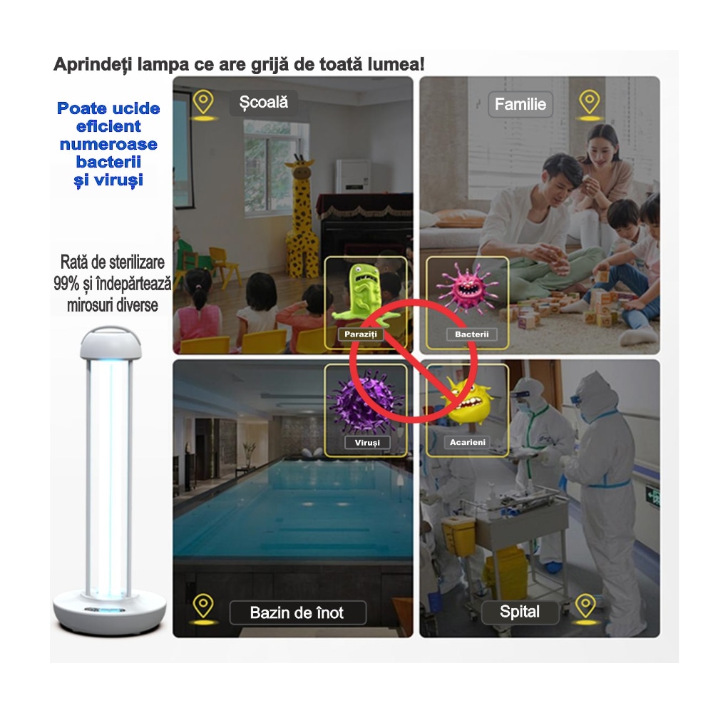 Lampa pentru sterilizare, cu raze UV, Remax, 40W - eMAG.ro