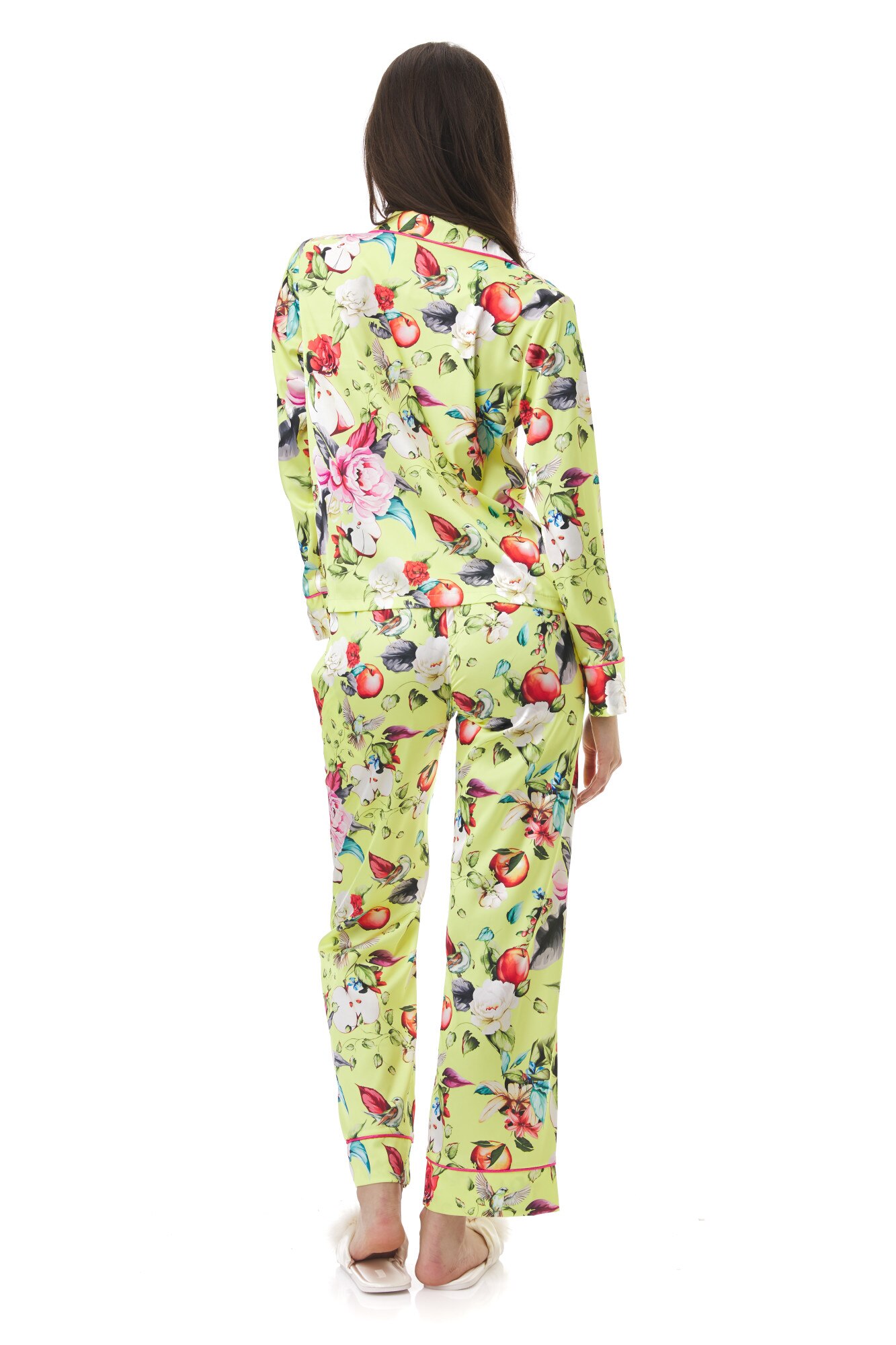 Pijama En Privé din satin de matase, Model Coco Eden Yellow, Multicolor ...