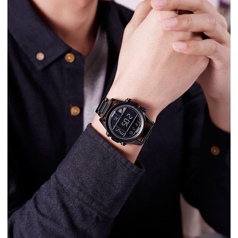 Ceas barbati Skmei, Casual, Digital, Bratara din otel inoxidabil ...