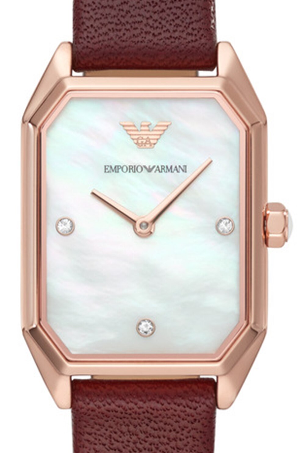 Emporio Armani, Часовник с кожена каишка, Кафяв - eMAG.bg