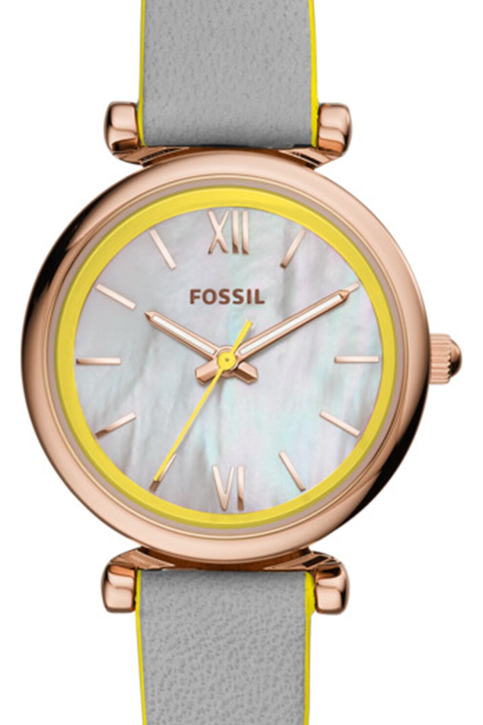Fossil, Ceas analog cu cadran Mother of Pearl, Gri - eMAG.ro