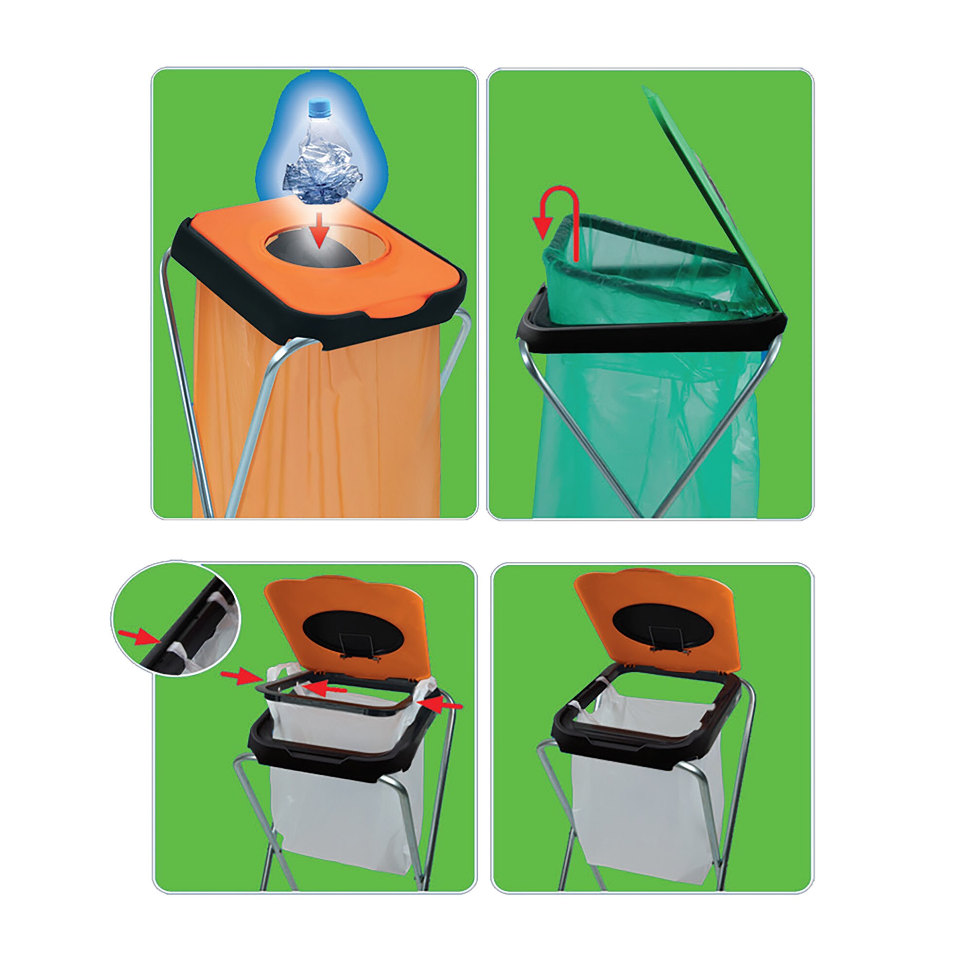 Suport pentru saci de gunoi “EKO LIFE 3”, cm 96 x 42 x 82-h, cu clapeta ...