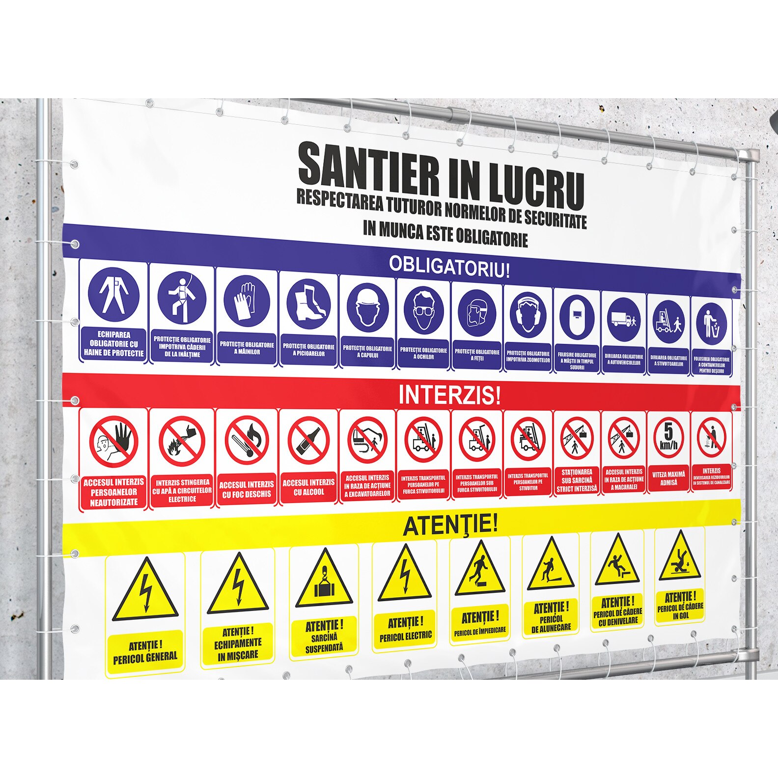 Panou avertizare, Flex, Santier in lucru, 1500x950 mm - eMAG.ro