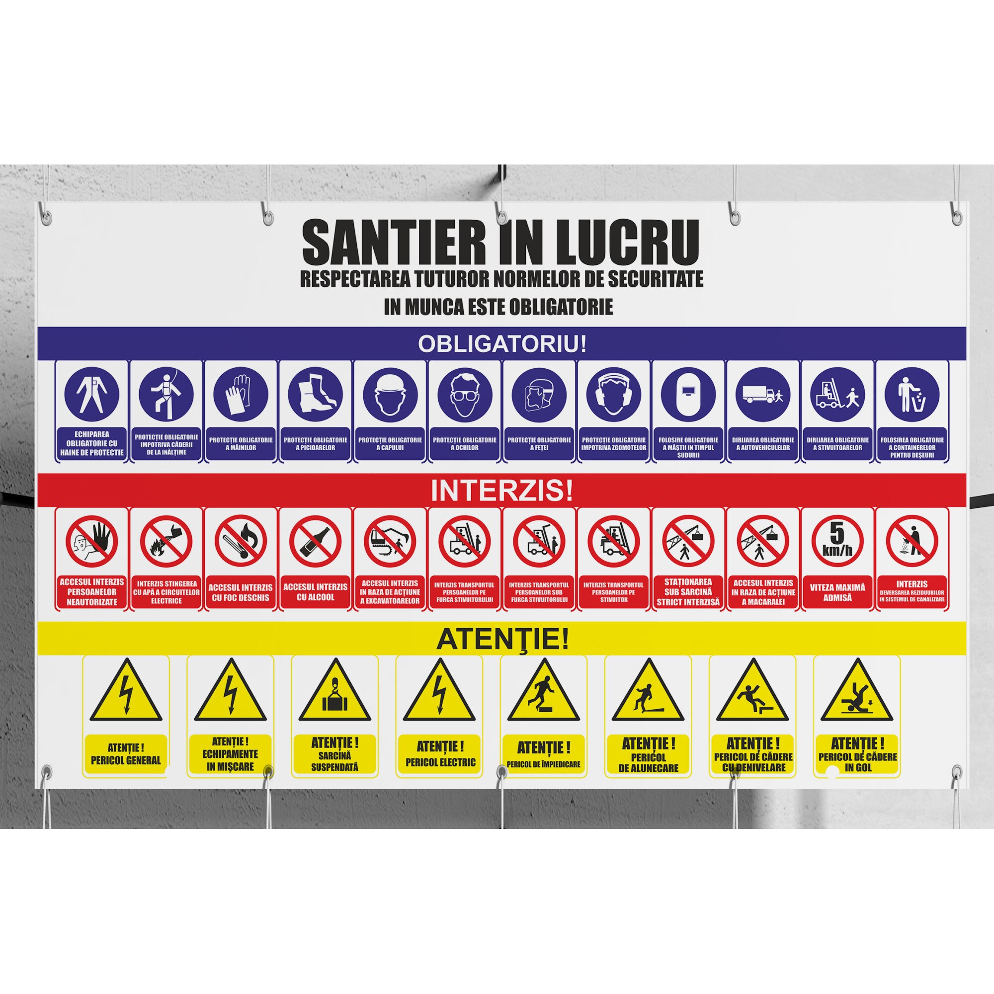 Panou avertizare, Flex, Santier in lucru, 1500x950 mm - eMAG.ro