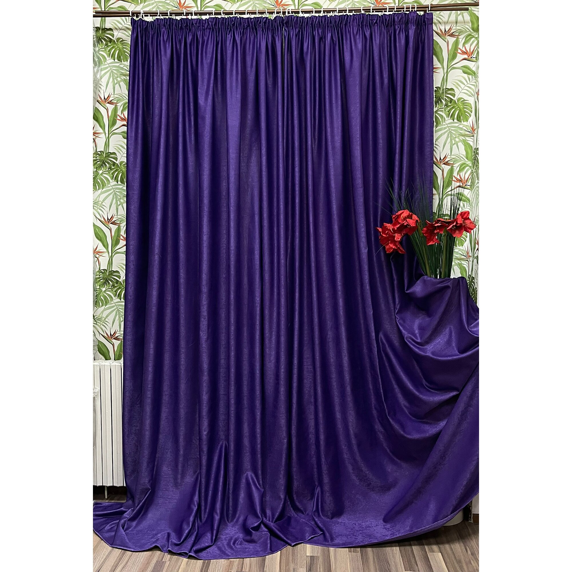 Set draperii semiopace, uni, culoare mov, colectia "Monocrom by Liz ...