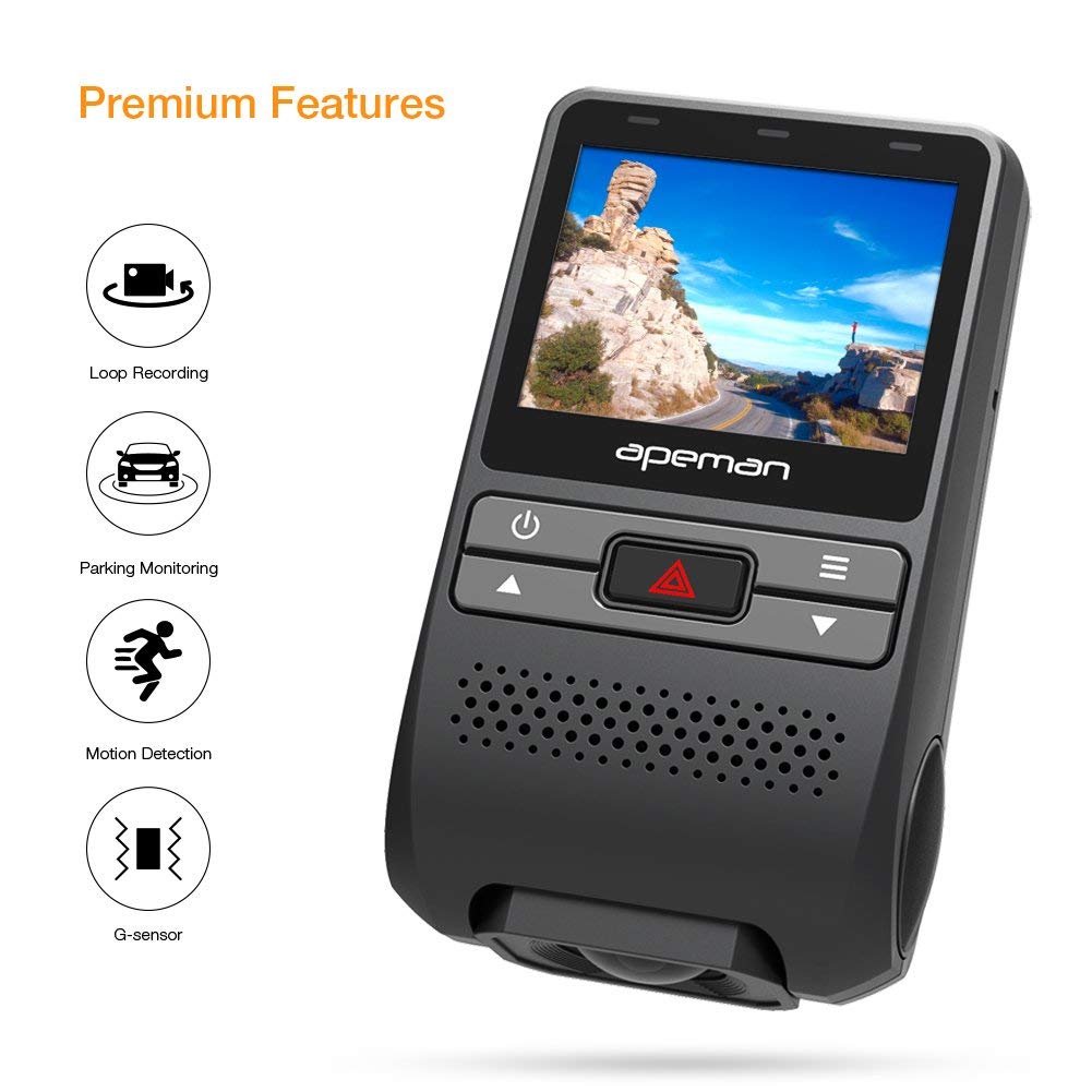 Camera auto DVR Dubla Apeman C550, Full HD, Bord si Spate, Unghi 170 grade, Detector miscare ...