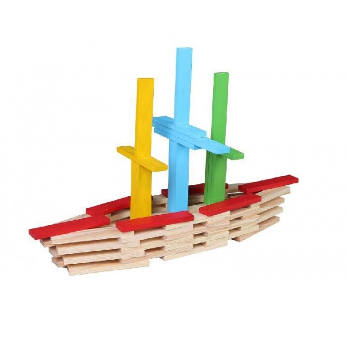 Set constructie, 150 de piese din lemn, multicolor - eMAG.ro