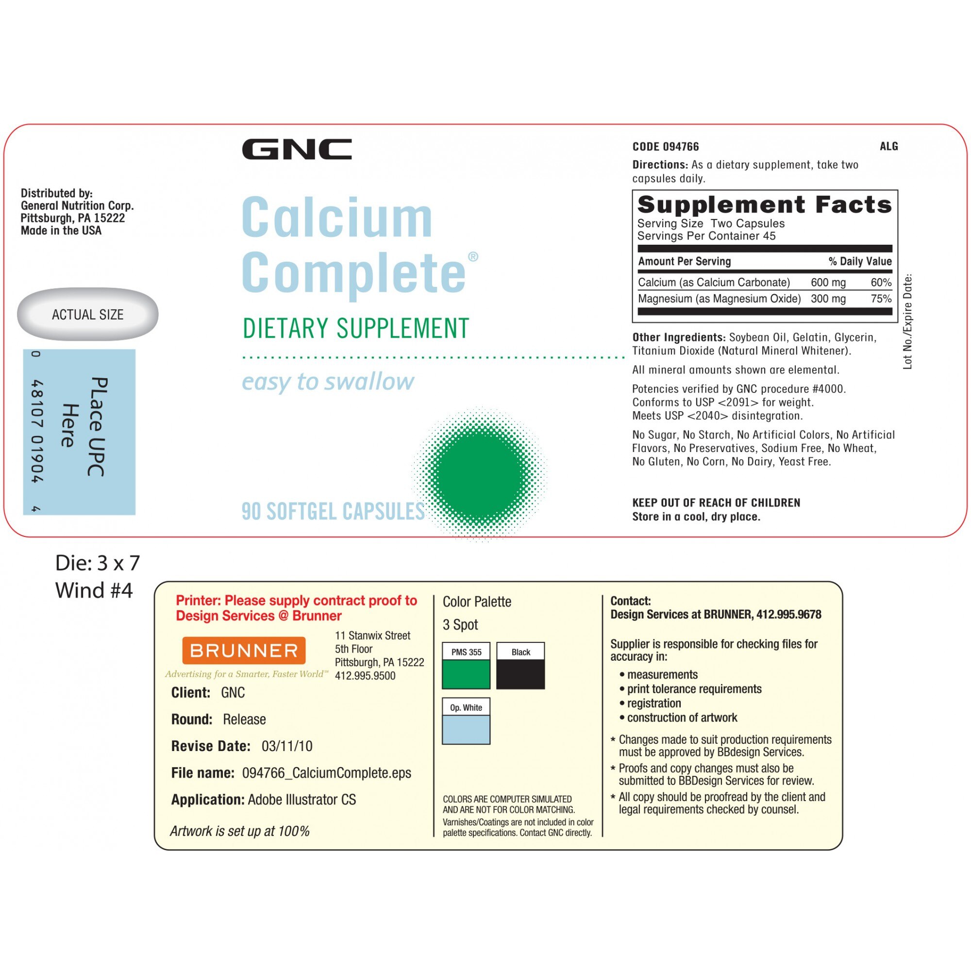 GNC Calcium Complete - 90 Capsule Gelatinoase - eMAG.ro