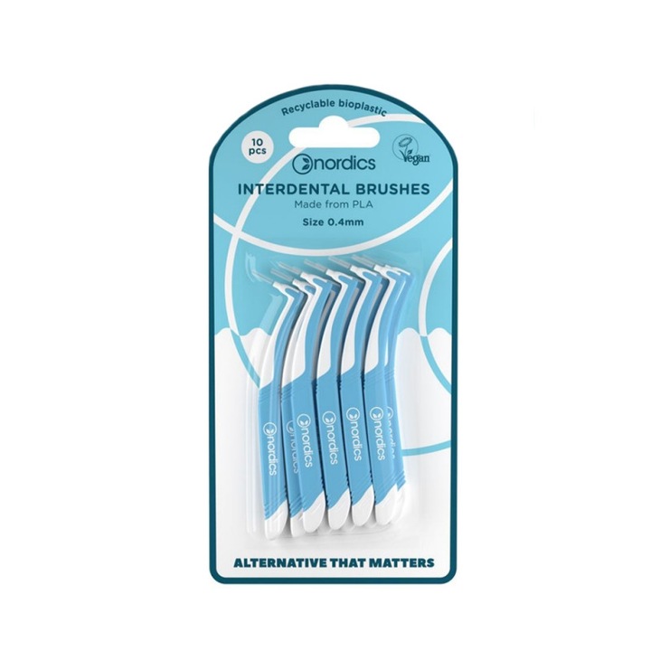 Комплект интердентални четки за зъби Nordics Биопластмаса Рециклируеми 10 броя Размер 0 4 мм