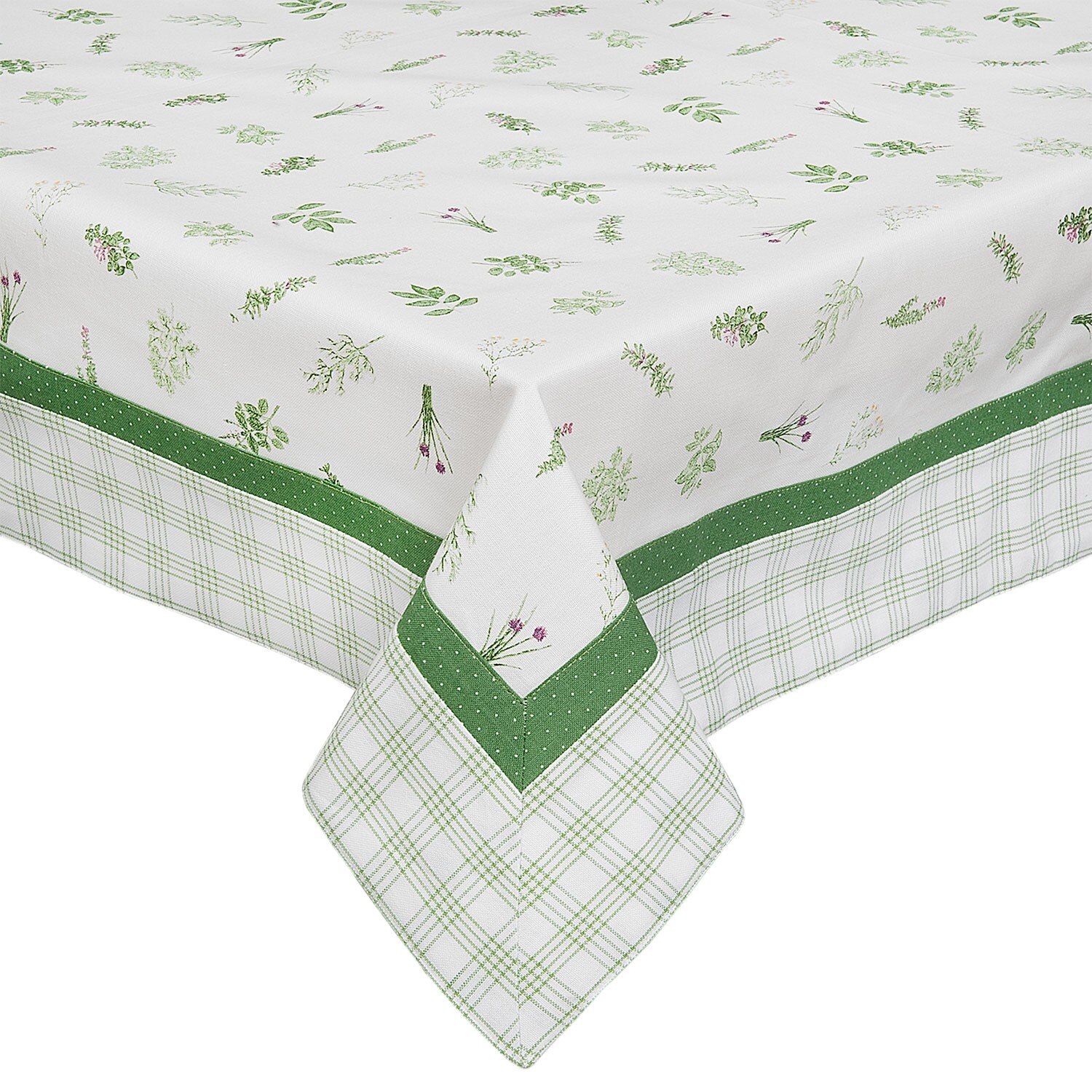 Fata de masa bumbac alb verde roz Flowers 150 cm x 150 cm - eMAG.ro