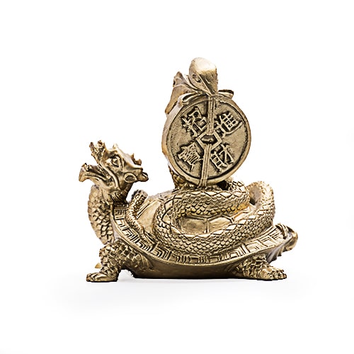 Testoasa Dragon cu Sarpe si Moneda remediu Feng Shui din Rasina, 110 mm ...