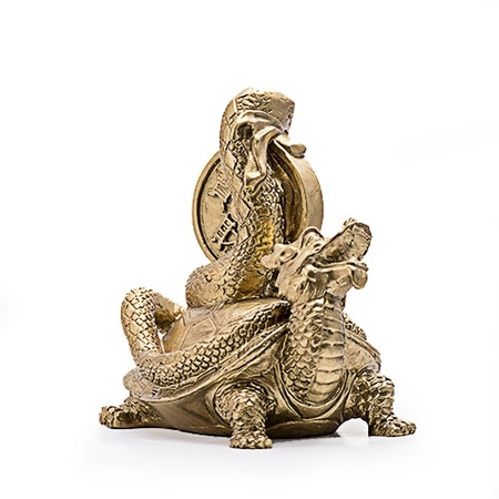 Testoasa Dragon cu Sarpe si Moneda remediu Feng Shui din Rasina, 110 mm ...