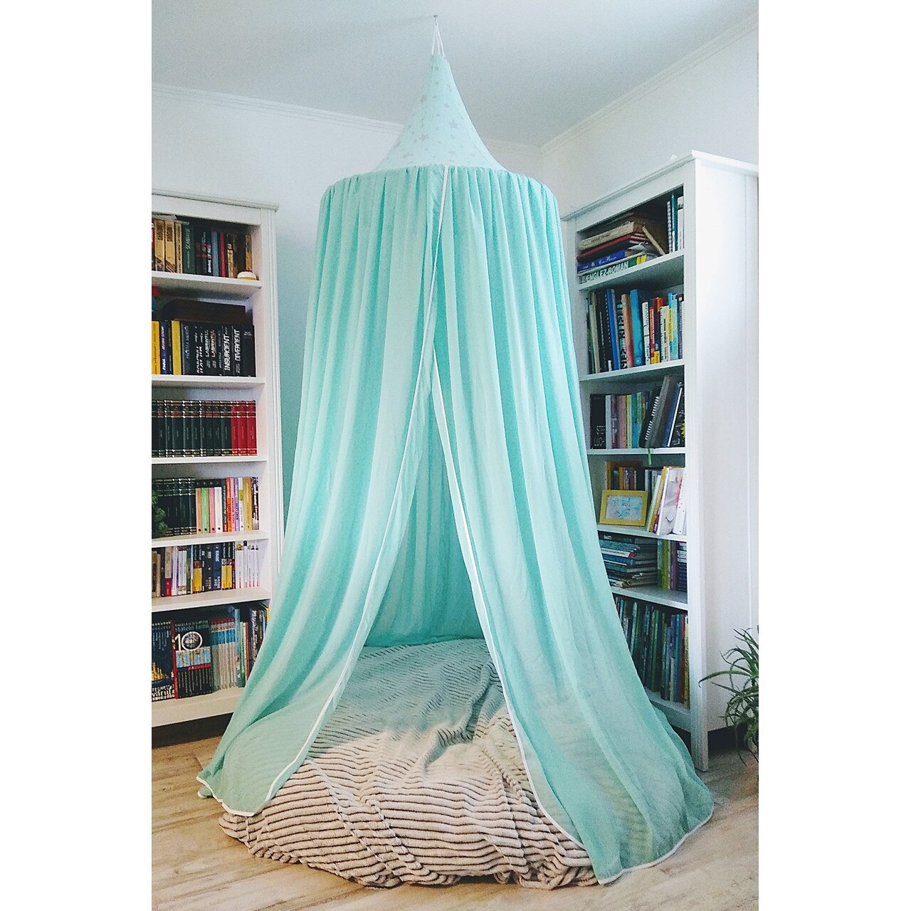 Baldachin de tavan 240 cm, Joli Bebe, voal verde, caciula bumbac - eMAG.ro