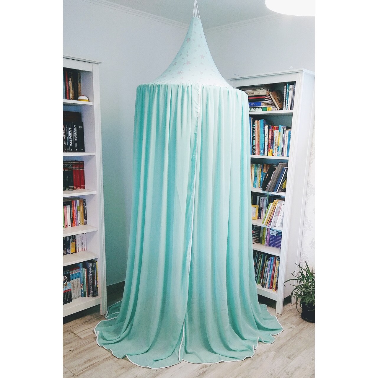 Baldachin de tavan 240 cm, Joli Bebe, voal verde, caciula bumbac - eMAG.ro