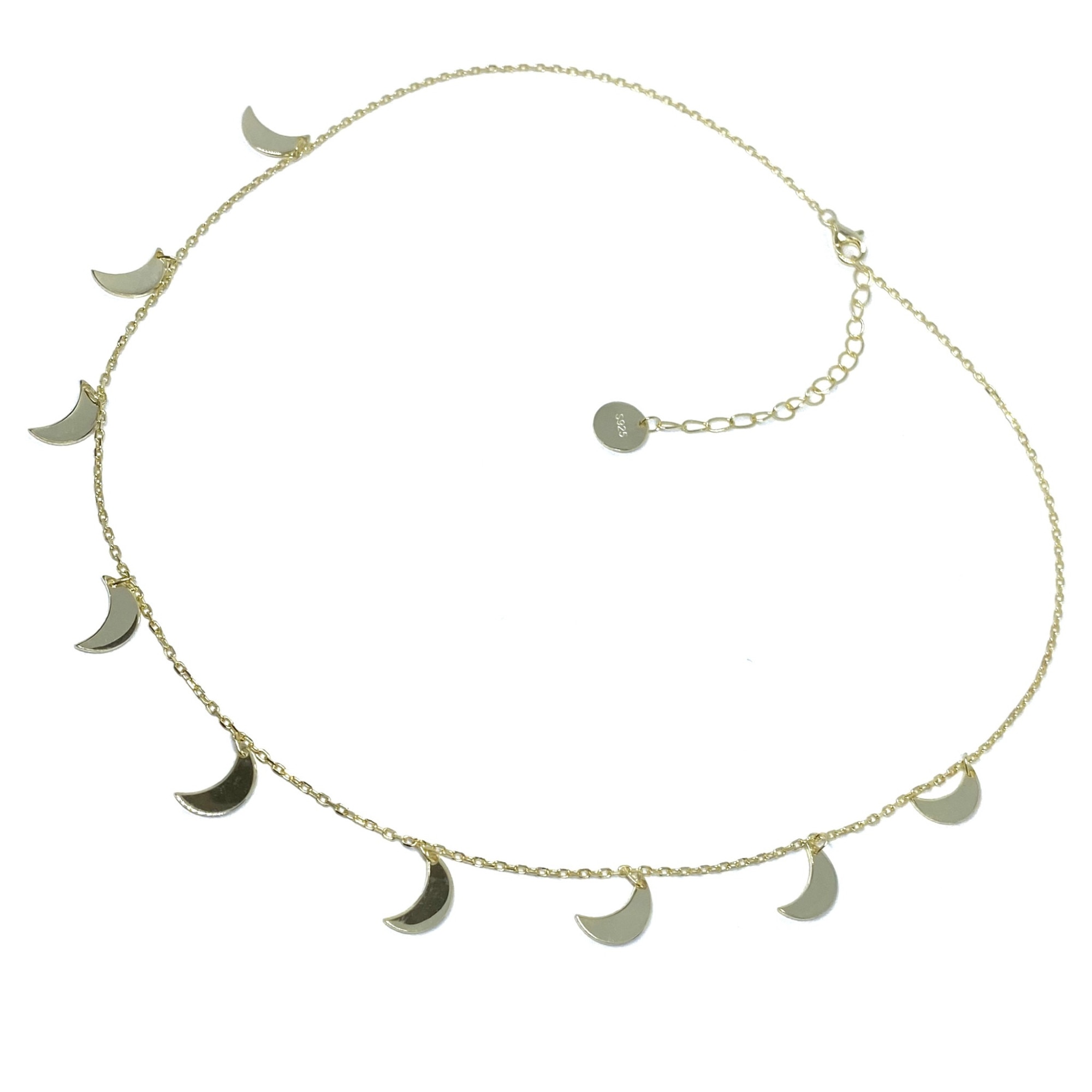 Colier la baza gatului din argint rodiat gold, simbol semiluna, 39 ...