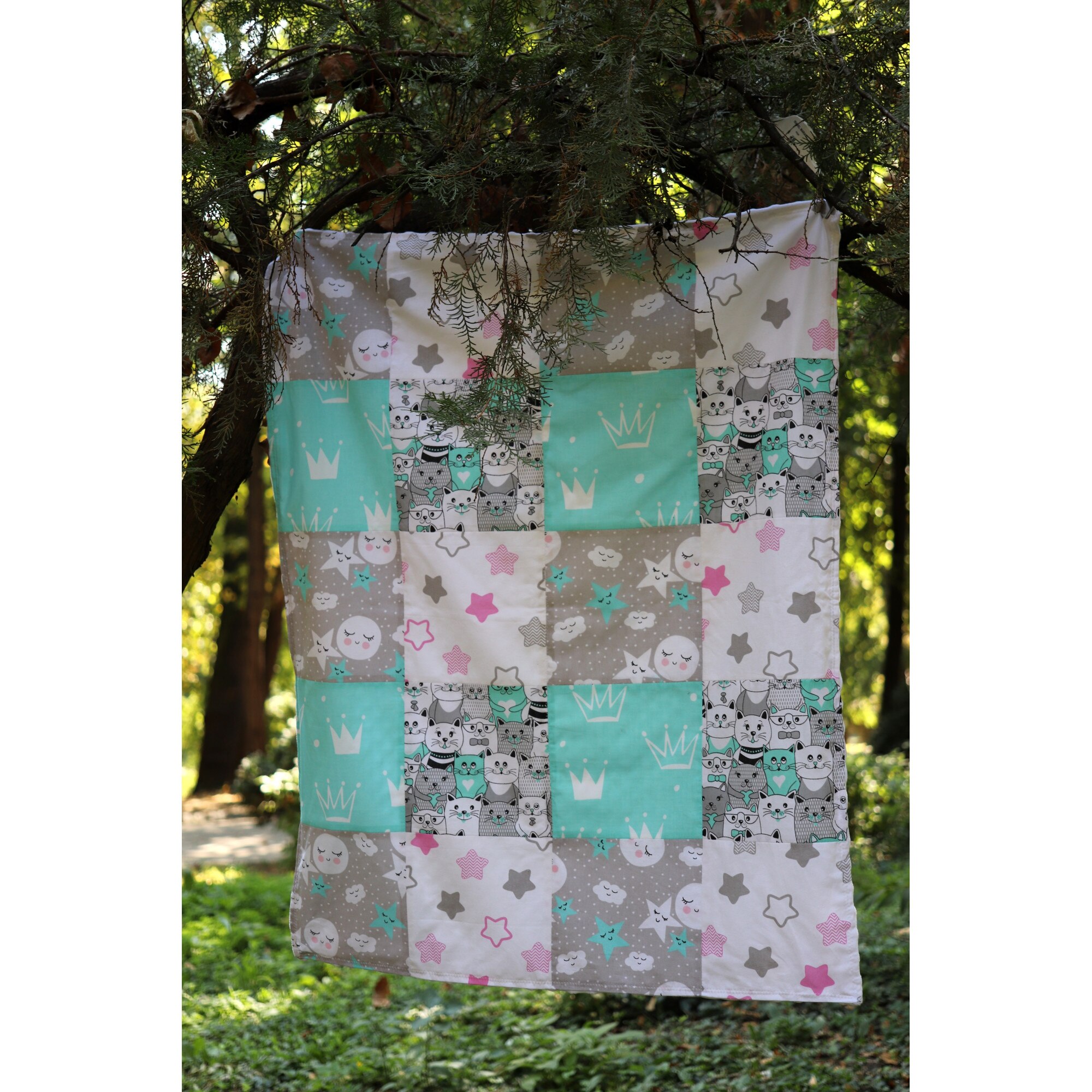 Patura copii, patchwork, pisicute, DECORICIU, 80 x 100 cm - eMAG.ro