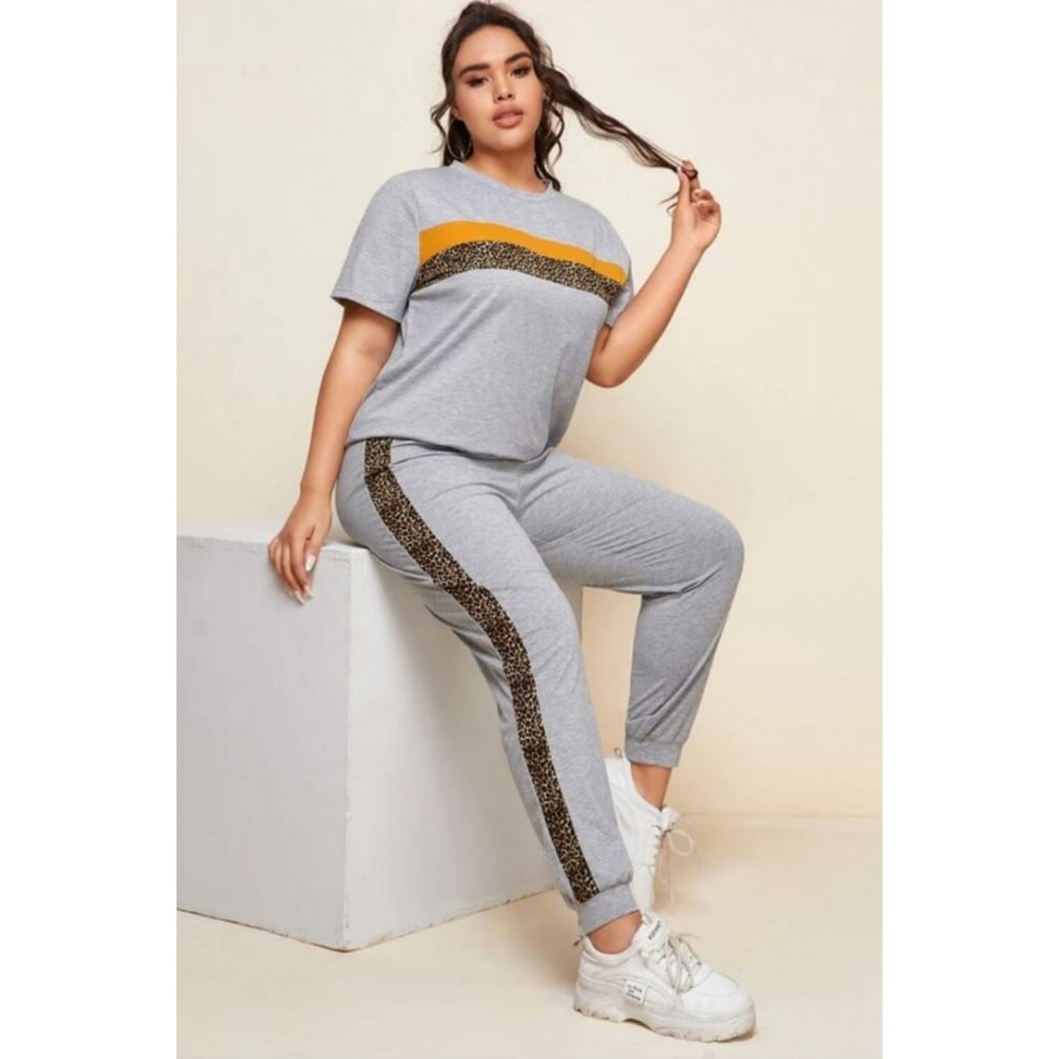 Trening dama Leopard, gri, bumbac, 2XL - eMAG.ro