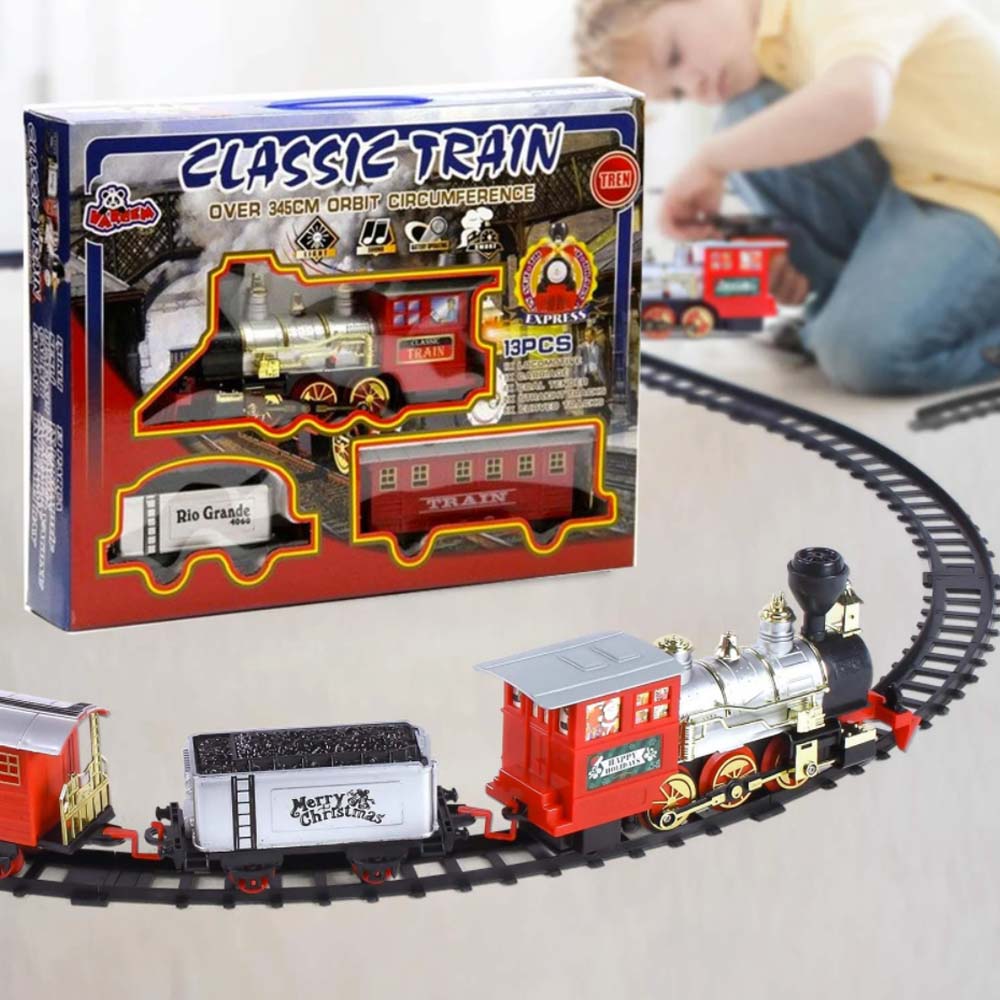 Circuit trenulet electric, 345 cm, cu lumini si sunete, 13 piese ...