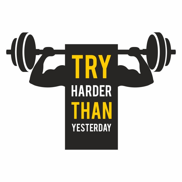 Sticker pentru perete cu mesaj motivational, try harder than yesterday ...
