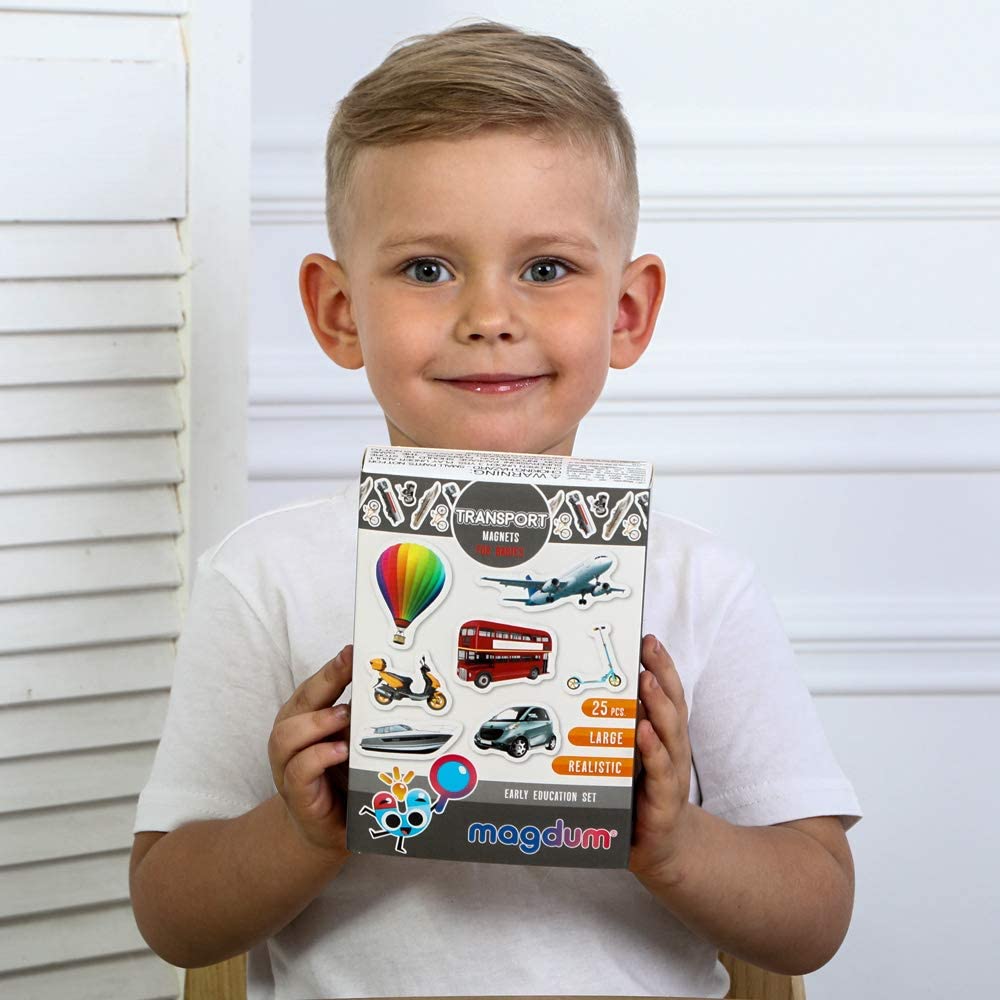 Комплект играчки магнити, MAGDUM, Транспортна снимка, Многоцветни, 25 ...