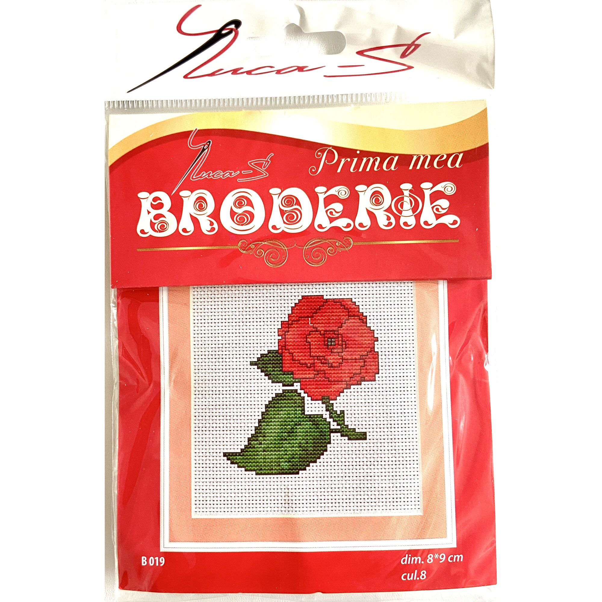 Set de brodat pentru copii Luca-S, model Trandafir, cu diagrama ...