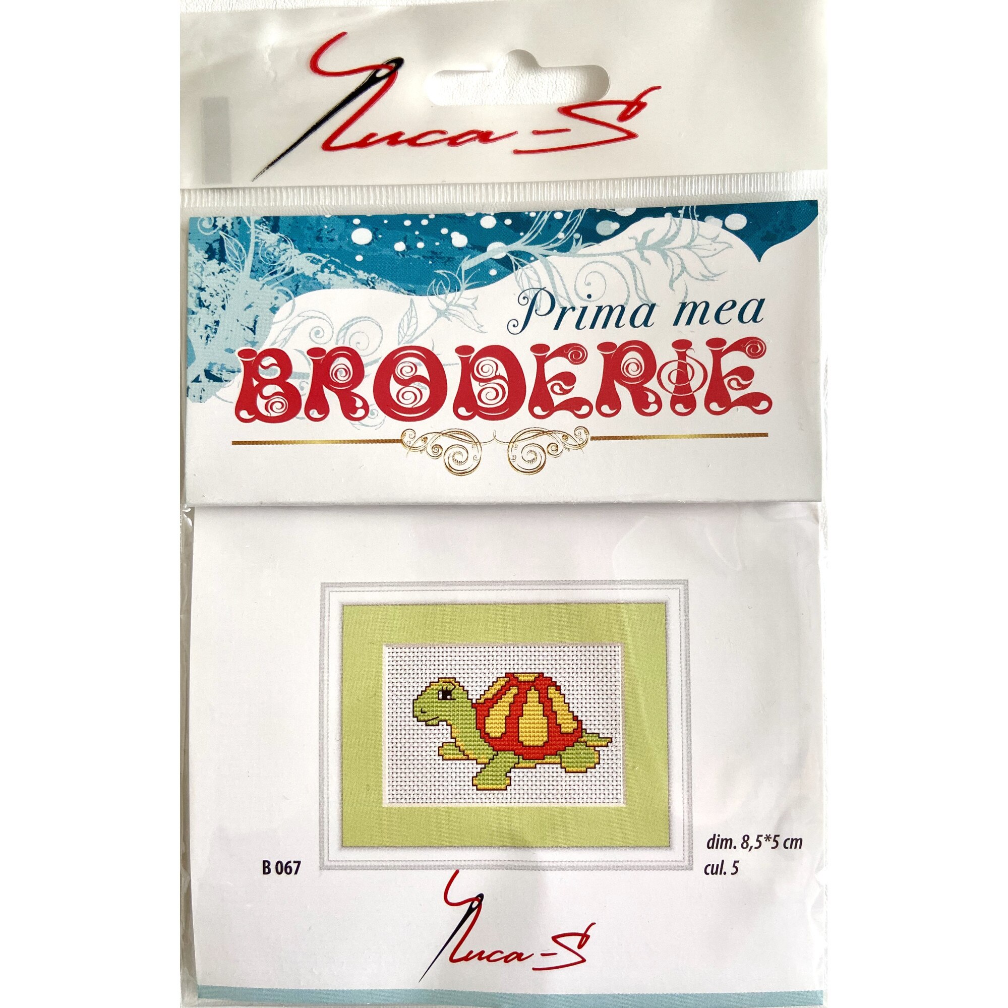 Set de brodat pentru copii Luca-S, model Broasca testoasa, cu diagrama ...