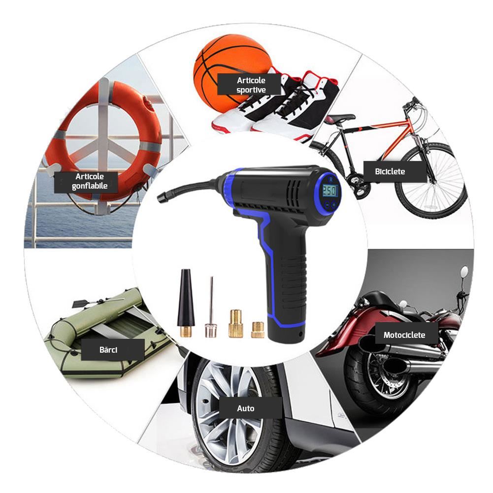 Compresor pentru umflat roti tip pistol Siegbert, afisaj digital, fara ...