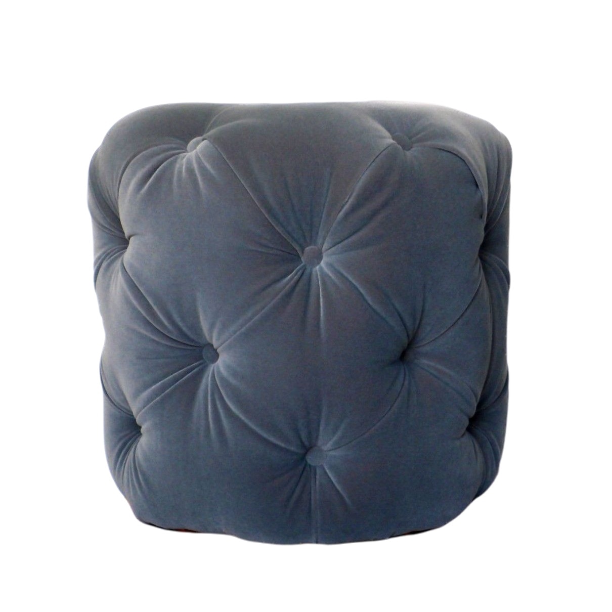 Taburet modern gri din catifea asamblat pe structura de lemn ...