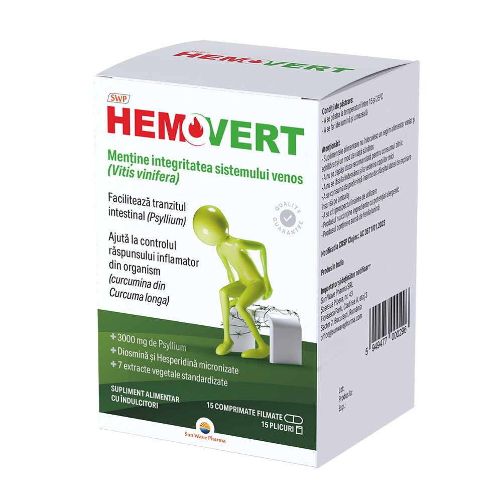 Hemovert, Sun Wave Pharma, Curcuma, Extract de Vita-de-vie pentru ...