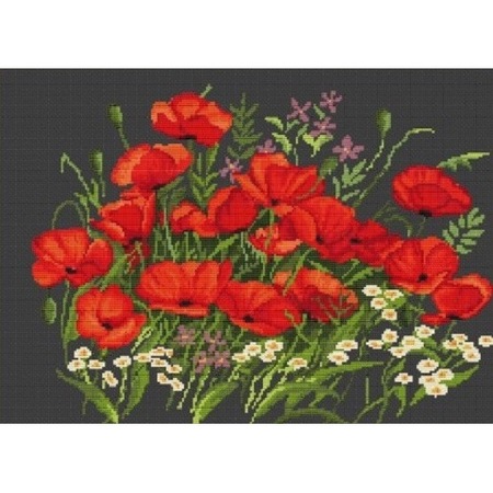 Set goblen de cusut, cu diagrama, Maci, 22,5x17,5 cm - eMAG.ro