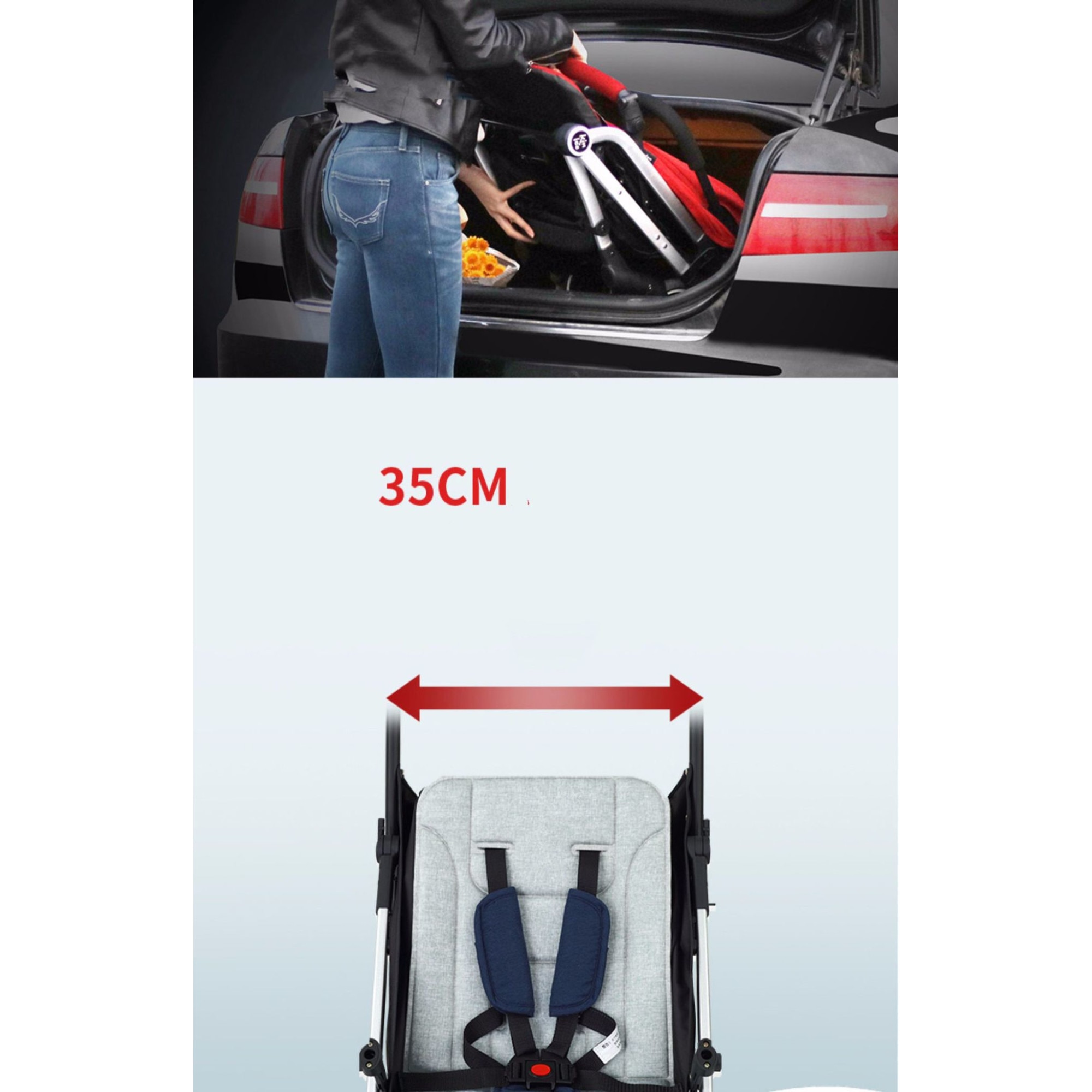 Carucior Kinlee, tip troler, cu pozitie de somn, cadru din aluminiu si ...