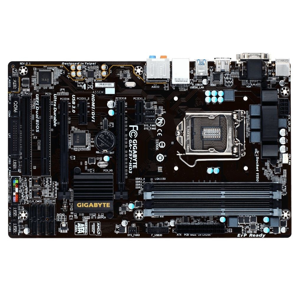 Дънна платка GIGABYTE Z97-HD3 rev. 2.1, Socket LGA1150 - eMAG.bg