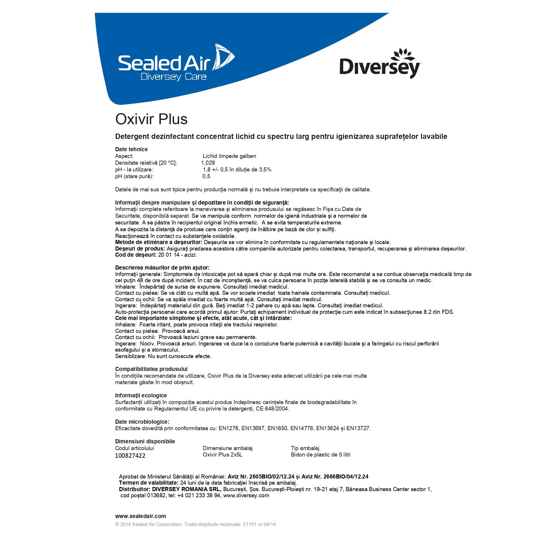Dezinfectant concentrat Oxivir Plus 5L - eMAG.ro