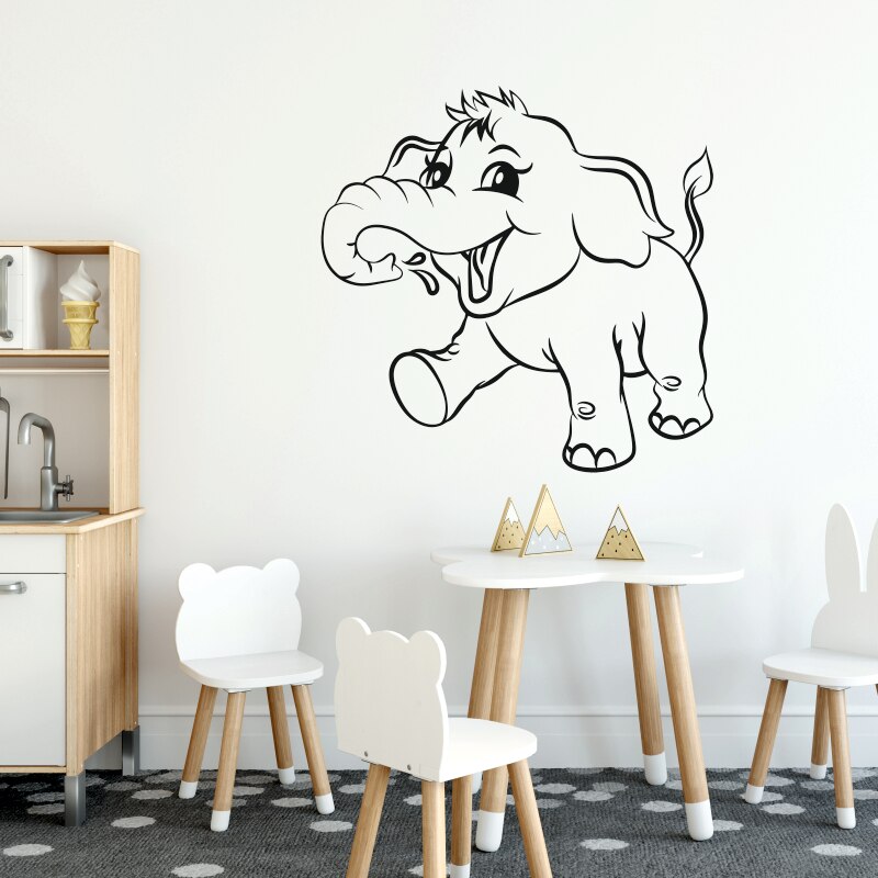 Забавен стикер със слонче, детска стая, черен, 97 х 96 см - eMAG.bg