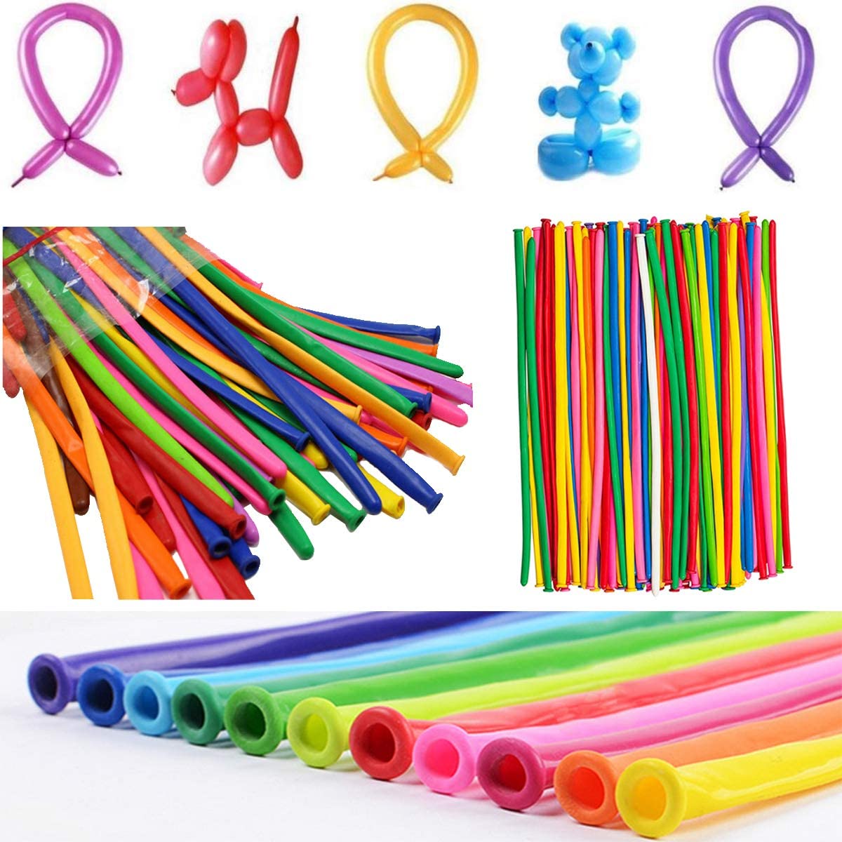 Set 100 Baloane multicolore din latex pentru modelaj + Pompa manuala ...