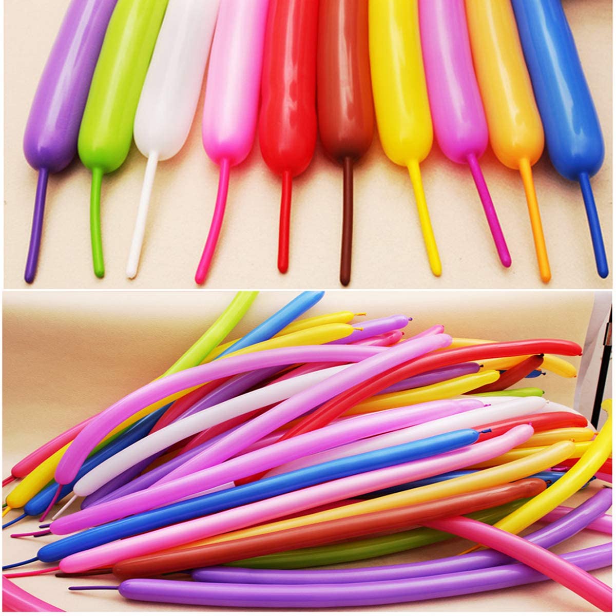 Set 100 Baloane multicolore din latex pentru modelaj + Pompa manuala ...
