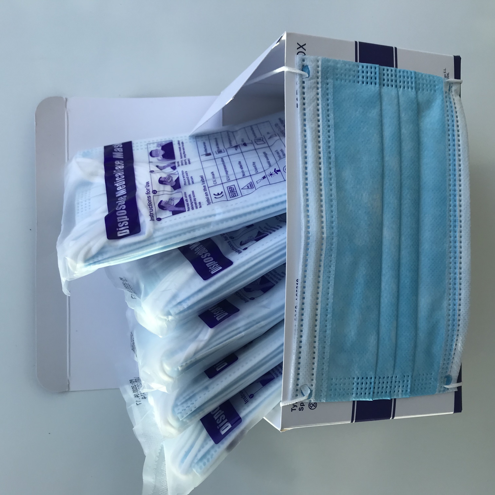 Set 10 Masti Medicale de unica folosinta, 3 pliuri, 3 straturi ...