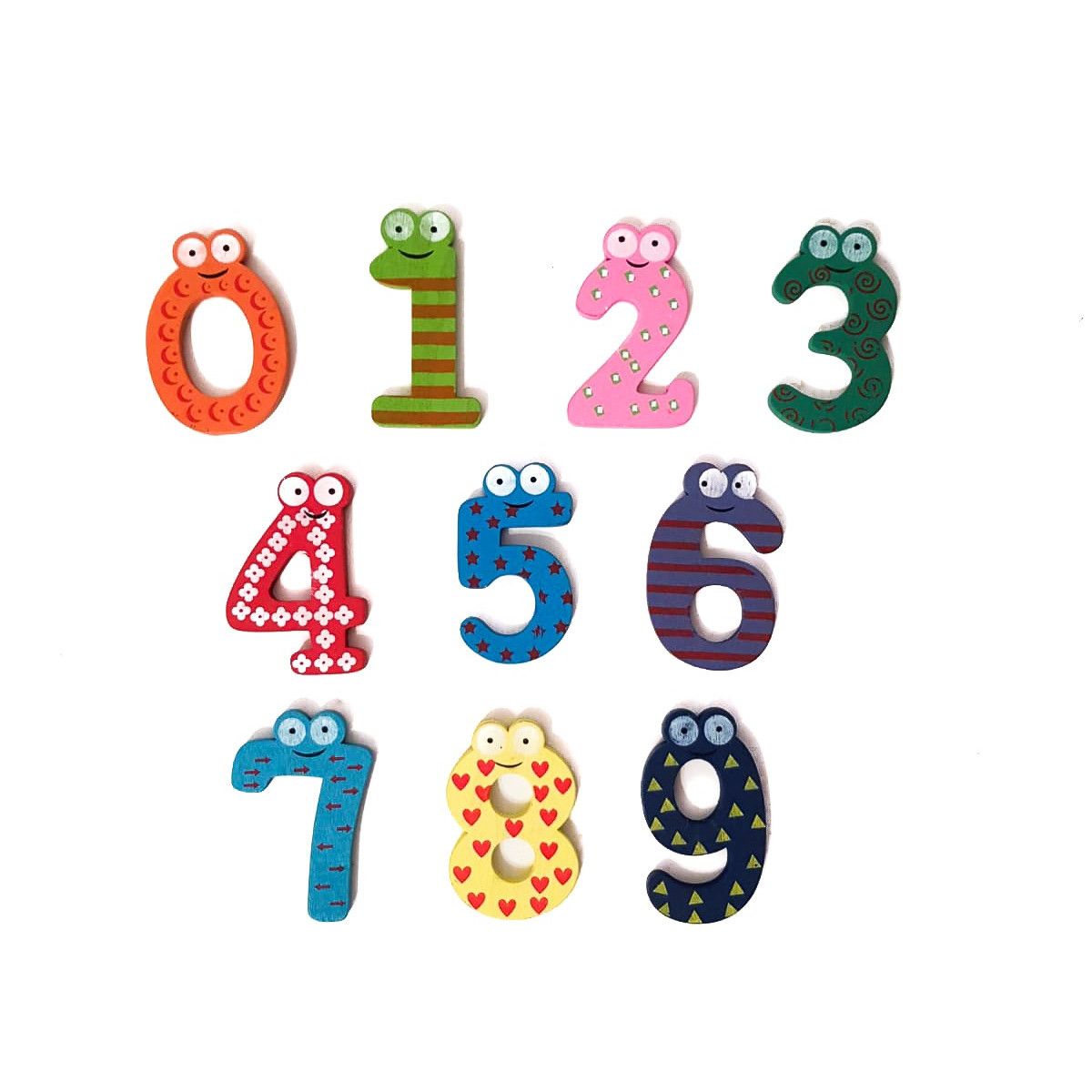 Set 10 cifre magnetice colorate, din lemn - Krista® - eMAG.ro