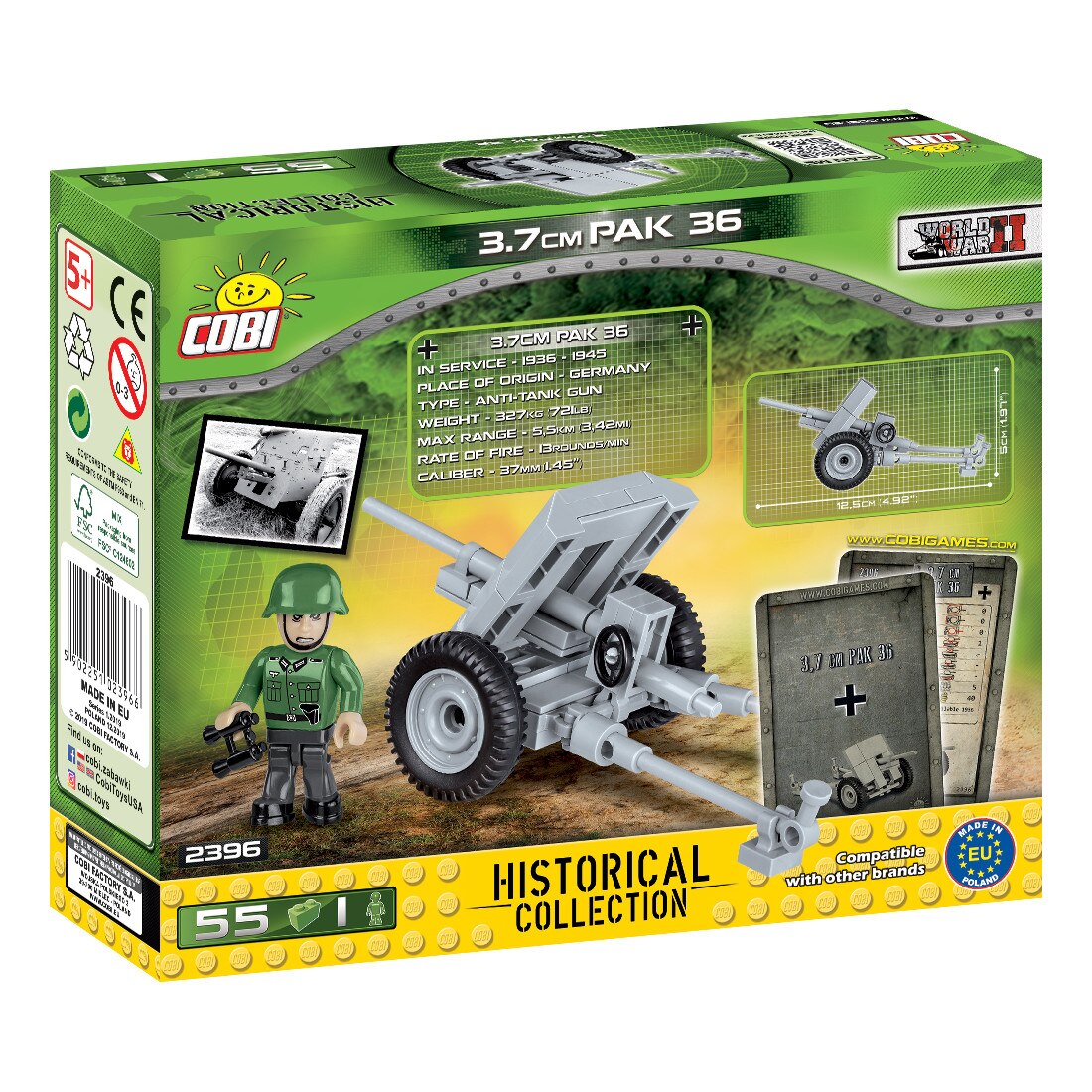 Set de construit Cobi, WWII, TUN 3,7CM PAK 36, 55 piese - eMAG.ro